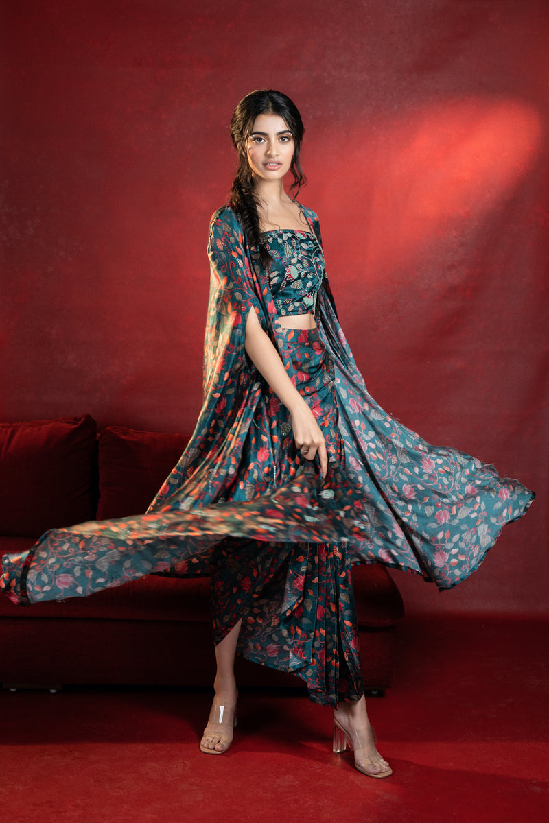 Aurora Teal Cape Set – MERAKHI